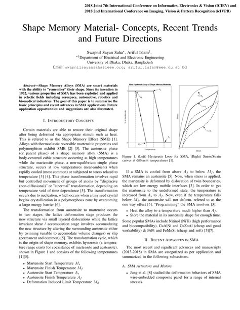 PDF Shape Memory Materials Concepts Recent Trends And Future Directions