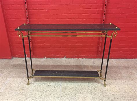 Maison Jansen Elegant Console Table In Bronze Brass And Marble Circa