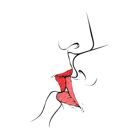 Couple Baiser L Vres Croquis Vector Illustration Dessin Au Trait Vecteur Premium