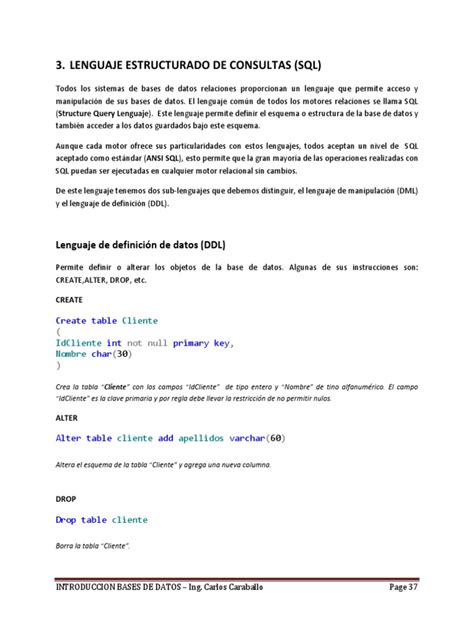 Lenguaje De Consultas Estructuradas Sql Operaciones Básicas Y Funciones Agregadas Pdf Sql