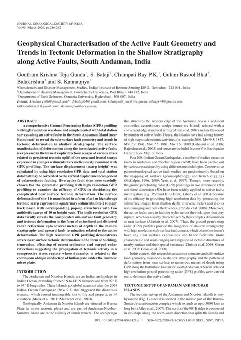 PDF Geophysical Characterisation Of The Active Fault Geometry And Trends In Tectonic