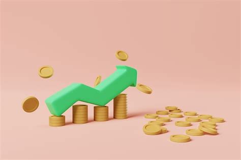 분홍색 배경에 돈 동전으로 성장 화살표를 증가 투자 이익 개념 3d 렌더링 0명에 대한 스톡 사진 및 기타 이미지 0명 3차원 형태 개념 Istock