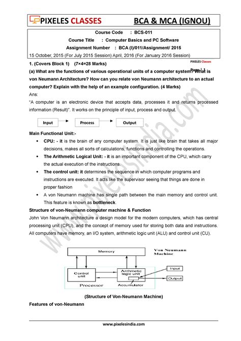 BCS Solved Assignments PIXELES Classes Page Input Process Output Course Code
