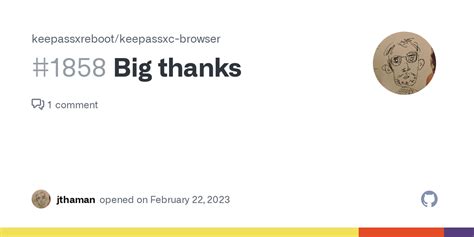 Big Thanks · Issue 1858 · Keepassxrebootkeepassxc Browser · Github
