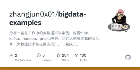 GitHub zhangjun x bigdata examples 分享一些在工作中的大数据实战案例包括flinkkafkahadooppresto等等