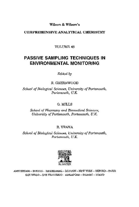 Pdf Passive Sampling Techniques In Environmental Monitoring