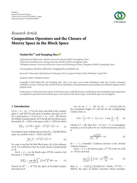 Pdf Composition Operators And The Closure Of Morrey Space In The Bloch Space