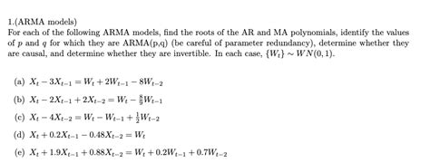 Solved 1arma Models For Each Of The Following Arma