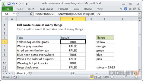 Excel Check If Cell Contains Text From List And Return