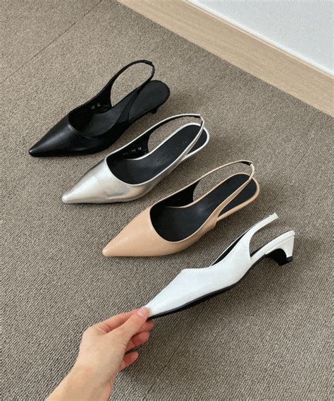 굽3cm 로우힐 슬링백 4color 브이코 뾰족 스틸레토 발등 스트랩 플랫 단화 블로퍼 샌들 밴딩 실버 화이트 직장인