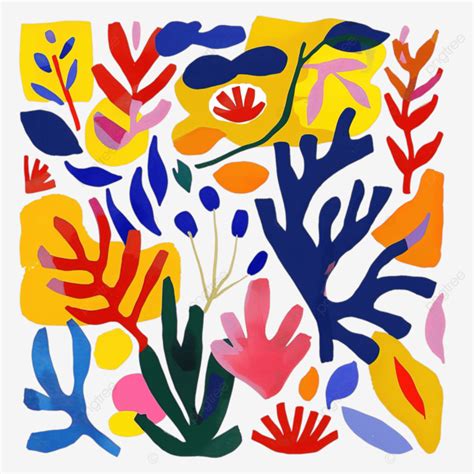 마티스에서 영감을 받은 모양 다채로운 디자인 원활한 무늬 타일 Png 일러스트 및 이미지 에 대한 무료 다운로드 Pngtree