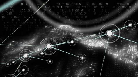Pulsing Center Node Emerging On Dark Digital Plane Sparking Network Links And Visualizing Data