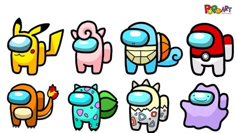 포켓몬 어몽어스 색칠공부 How To Color Pokemon Among Us Youtube