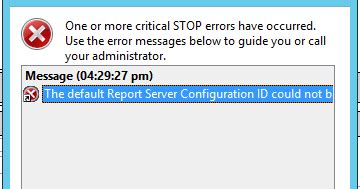 Alfasith AX Error The Default Report Server Configuration ID Could Not Be Found In The