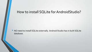 SQLite Database In Android PPTX Databases Computer Software And Applications
