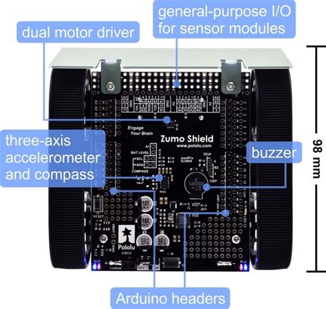 pololu zumo hauptplatine für arduino botland robotikgeschäft