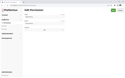 Permissions — Platformus Cms 400 Documentation