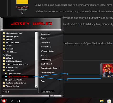 classic shell open shell users cant move modify start menu items