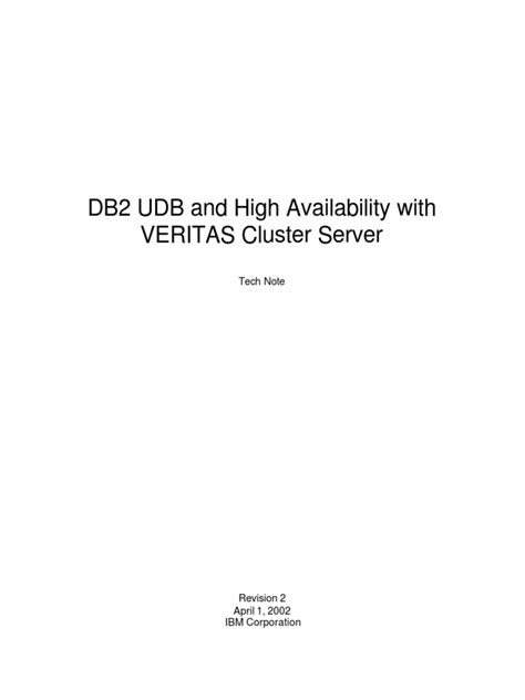 veritas and db2 pdf computer cluster ibm db2