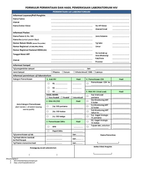 Formulir Permintaan Dan Hasil Pemeriksaan Laboratorium Hiv Pdf Formulir Permintaan Dan Hasil Pemeriksaan Laboratorium Hiv Pdf