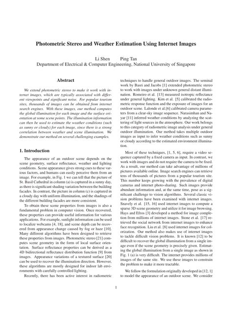 Pdf Photometric Stereo And Weather Estimation Using Internet Images