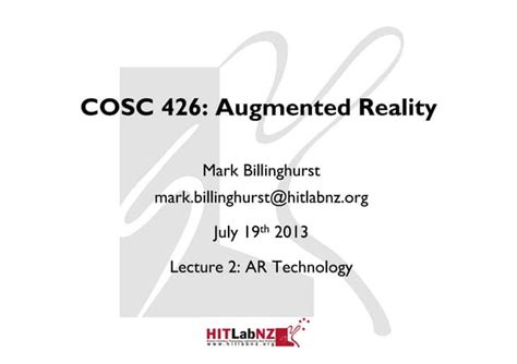 2013 426 Lecture 2 Augmented Reality Technology Ppt