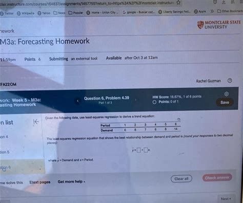 Solved Given The Following Data Use Least Squares