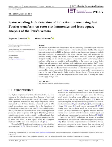 Pdf Stator Winding Fault Detection Of Induction Motors Using Fast