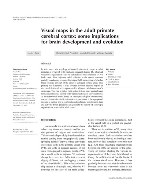 Pdf Visual Maps In The Adult Primate Cerebral Cortex Some