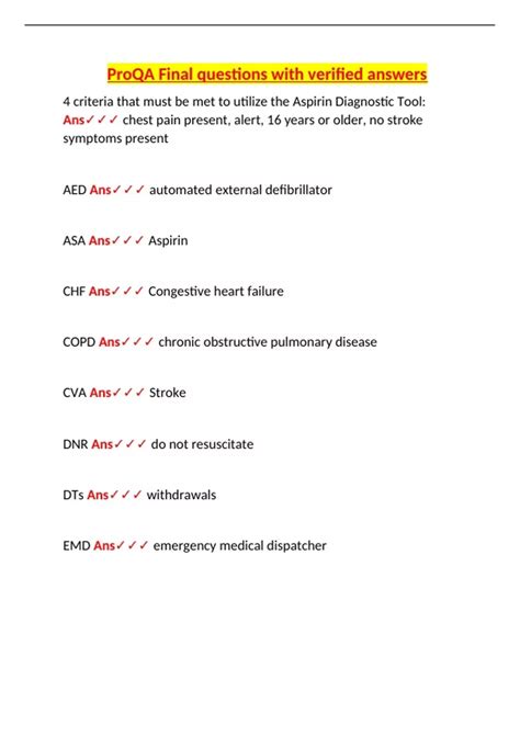 Proqa Final Verified Questions And Answers On Ems Dispatch Protocols