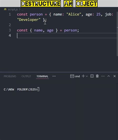 Javascript Object Destructuring In 60 Seconds 🔥 Js Tips And Tricks