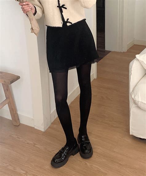 모코블링 시스루레이스 미니스커트 레이스스커트 뒷밴딩 A라인스커트 밴딩치마 하객룩