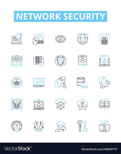 Network Security Line Icons Set Royalty Free Vector Image