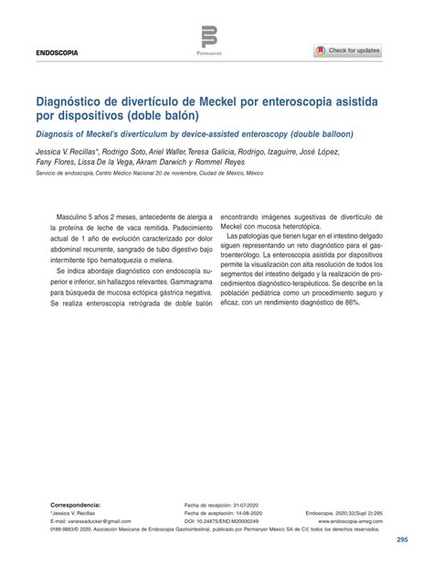 Pdf Diagnosis Of Meckels Diverticulum By Device Assisted Enteroscopy