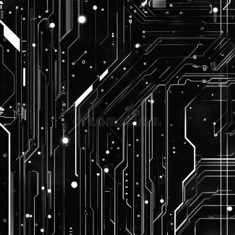 Futuristic Circuit Board Design With Intricate Black And White Patterns