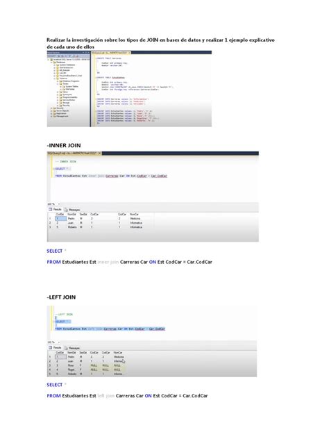 realizar la investigación sobre los tipos de join pdf