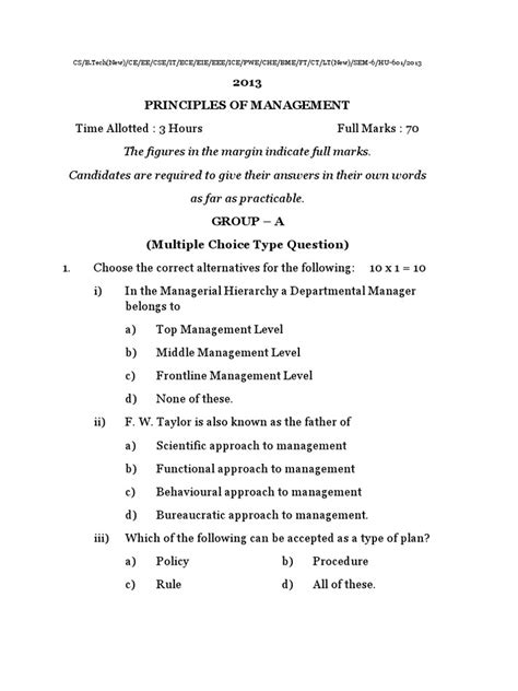 pdf wbut 2013 principles of management question paper dokumen tips