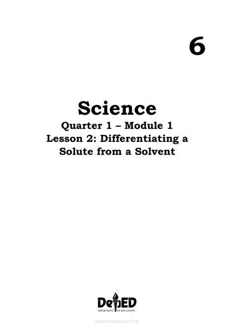 Science 6 Module 1 Lesson 2 Differentiating A Solute From A Solvent