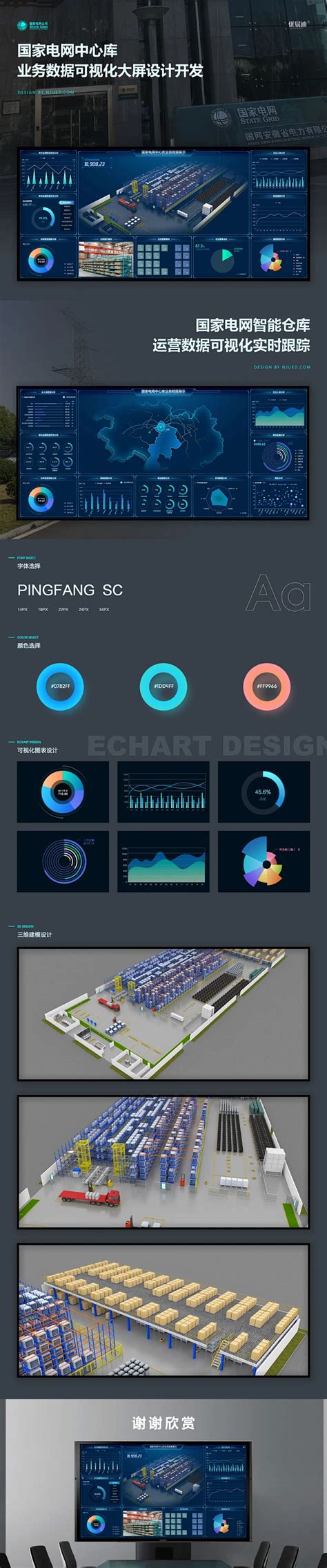 优易迪出品 国家电网智能仓库 大屏数据可视化界面设计 花瓣网