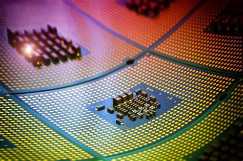 Close Up Of Aligned Cpu Computer Processor Image Distortion As