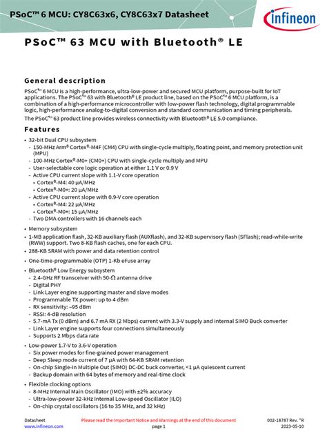 cy8c63x7 ble soc pdf microcontroller system on a chip