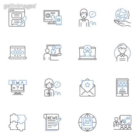 Geographical Information Line Icons Collection Mapping Topography Geospatial Remote Sensing