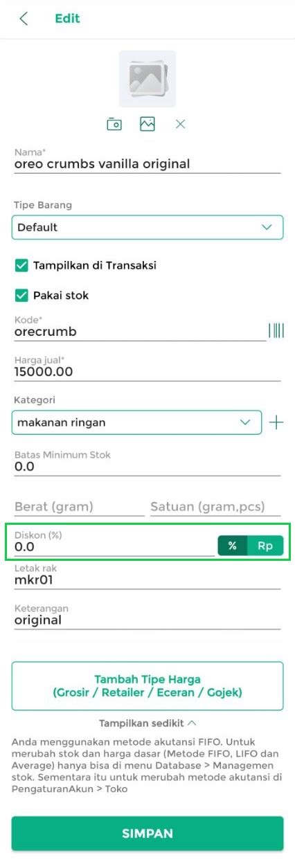 Cara Menambah Diskon Pada Barang