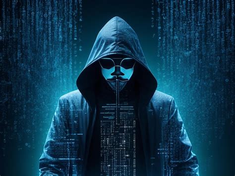 Premium AI Image Hacker On Screen With Binary Code
