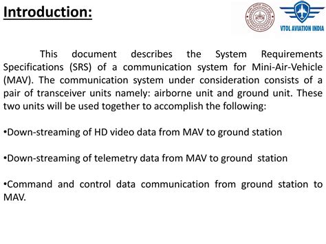 Transceiver System Requirement Specifications For 20 Km Range Uav Video Datalink Ppt