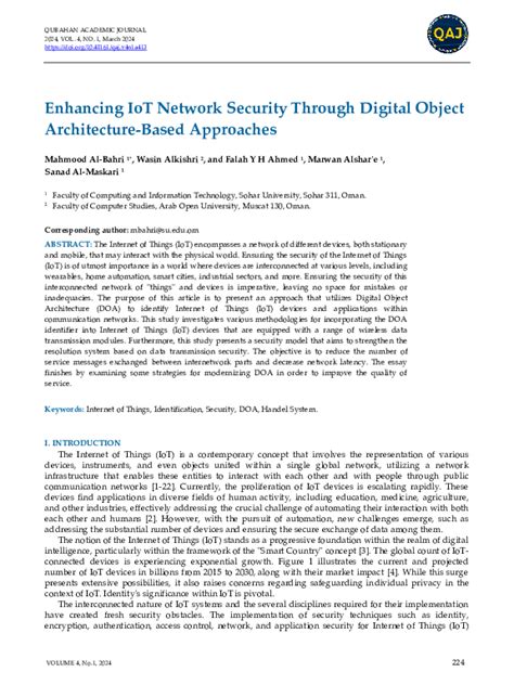 Pdf Enhancing Iot Network Security Through Digital Object Architecture Based Approaches
