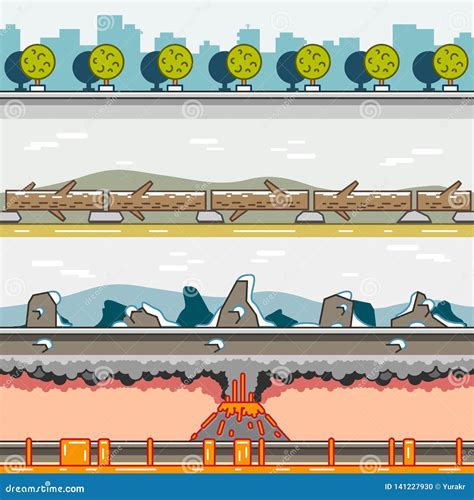 Parallax Backgrounds For Video Games Set 13 Stock Vector Illustration Of City Object 141227930