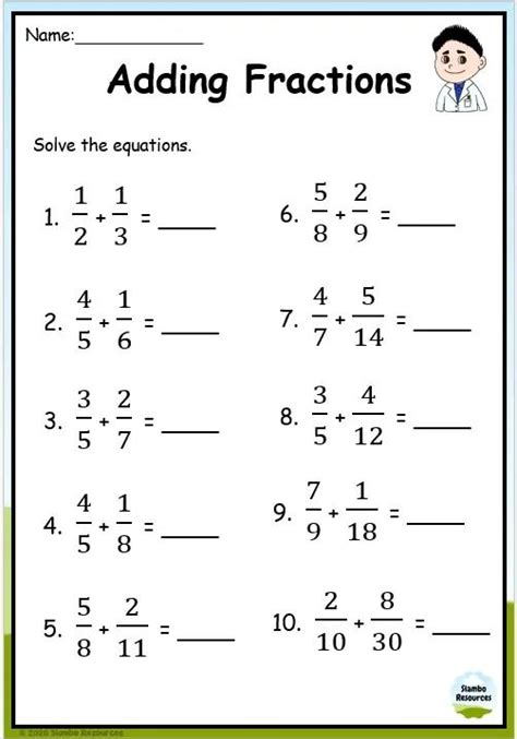 Adding Fractions Worksheet Master Fundamental Math Skill