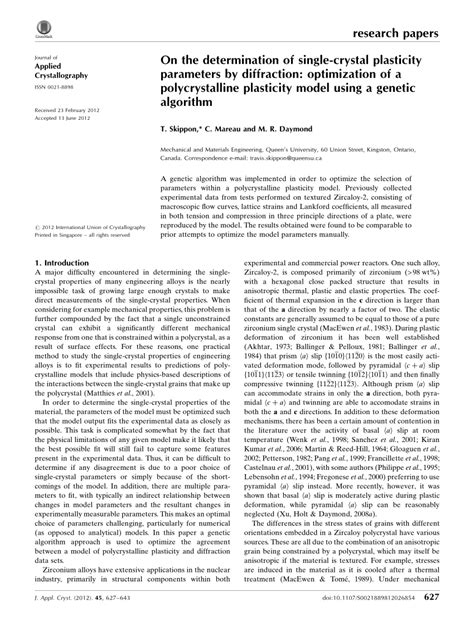 Pdf On The Determination Of Single‐crystal Plasticity Parameters By