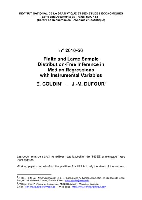 Pdf Finite And Large Sample Distribution Free Inference In Median